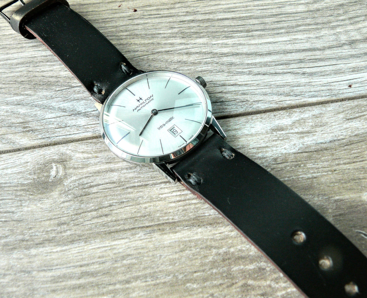 20mm Horween Chromexcel Black Leather Watch Band | Artisan watch strap ...